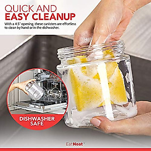 EatNeat 4 Piece Beautiful Glass Kitchen Canisters with Stainless Steel Lids - Premium Food Storage Container, Versatile Cereal, Sugar, Flour, Coffee, Snacks Container for Clean Kitchen Organization