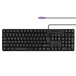 MCSaite Wired PS2 104 Keys Computer Keyboard with Stands,Black,Waterproof - US Layout Compatible for Windows, PC, Laptop