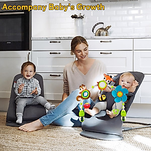 Baby Stroller Arch Mobile, Adjustable Musical Cirb Mobile Toys with Universal Clamps, Versatile Activity Toy Bar for Baby Bouncer Infant Car Seat Toys Stroller Toys Mobile for Bassinet Crib - Orange