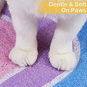 Unicorn Catcher Cat Litter Mat Quality Litter Box Mat Large Non-Slip Cat Litter Mat Litter Trapping Mat Soft Kitty Litter Mat Compatible Two Litter Boxes Cat Products Easy to Clean,Rainbow,L