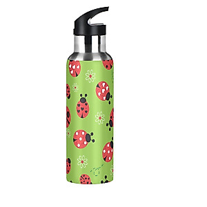 xigua Ladybug Water Bottle Double Walled Stainless Steel Leak Proof Thermo Flask for Sports Gym Cycling Outdoor,20 oz.