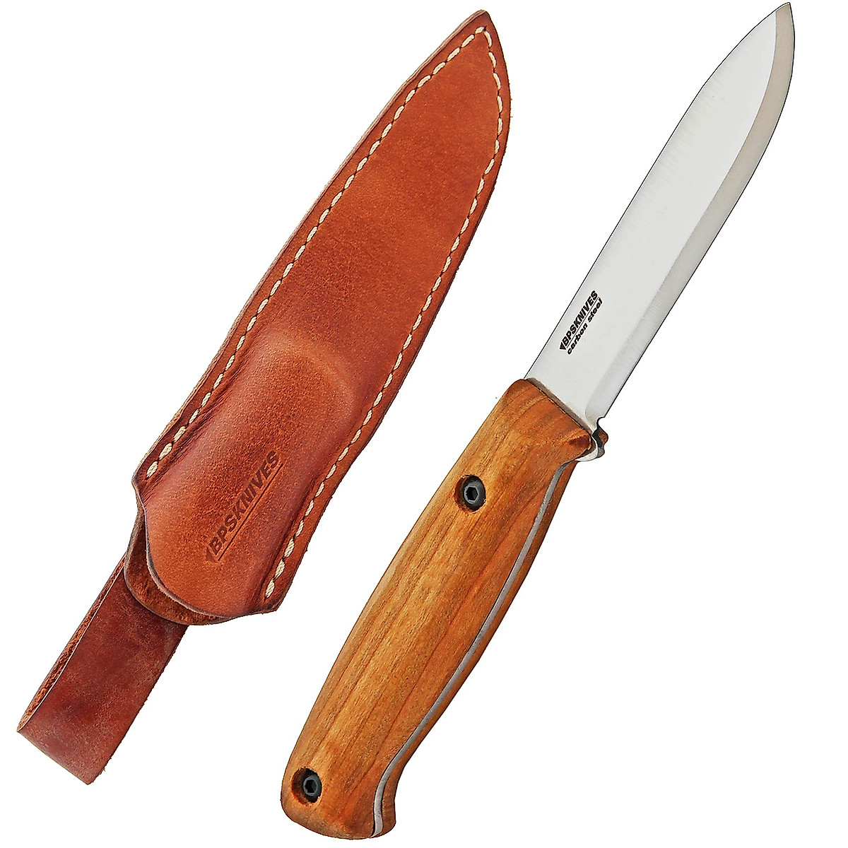 BPS Knives Bushcraft Knives Set - Adventurer + BS1FTS - Fixed-Blade Carbon Steel Knives with Leather Sheaths and Firestarter - Full-Tang Fixed-Blade Knife - Camping Knives