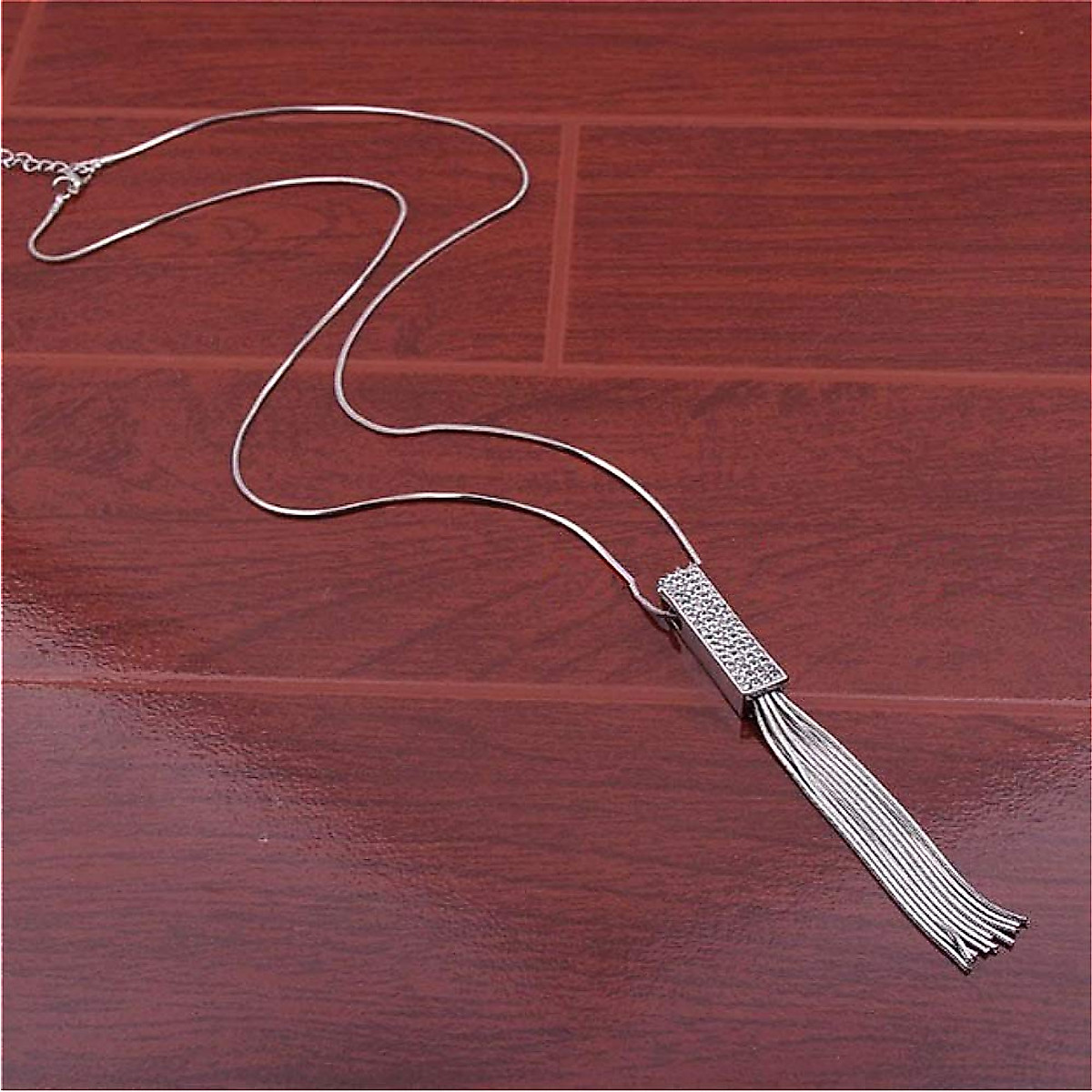 Cathercing Rhinestone Tassel Pendant Long Necklace for Women Sweater Chain Statement Necklace Choker Adjustable Elegant Jewelry Crystal Accessories Dressy Collocation Winter Evening Party Wedding