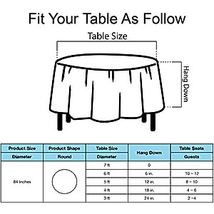 White Plastic Tablecloths 3 Pack Disposable Table Covers 84 Inch Circle Shower Party Tablecovers PEVA Vinyl Table Cloths for Round Tables up to 6 ft and Picnic BBQ Birthday Wedding Catering Banquet