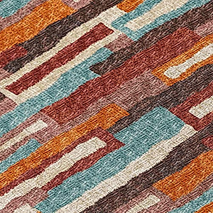 Addison Bravado Abstract Striped Paprika Power Loomed 10' x 14' Area Rug