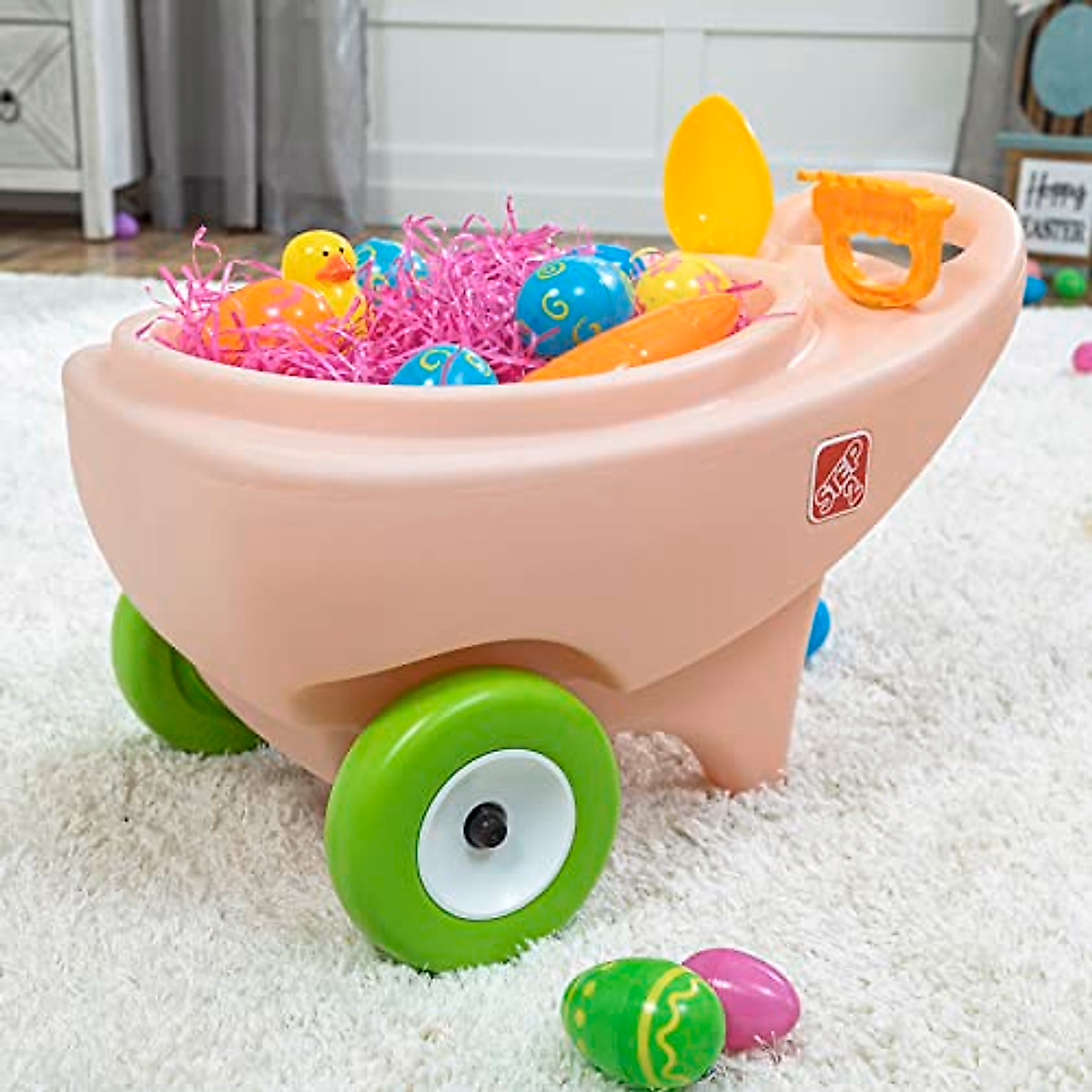Step2 Springtime Wheelbarrow – Rose Pink – Toddler Role Play Garden Toy – Toddler Wheelbarrow – Perfect Easter Basket Alternative – Ideal for Easter Egg Hunts