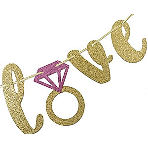 Taco Bout Love Gold Glitter Banner Sign Garland for Mexican Fiesta Themed Bridal Shower Bachelorette Party Wedding Decorations Engagement Supplies Cursive Bunting Photo Booth Props