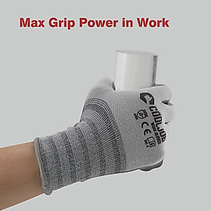 COOLJOB Unisex Work Gloves, Gray, Small (Pack of 3)