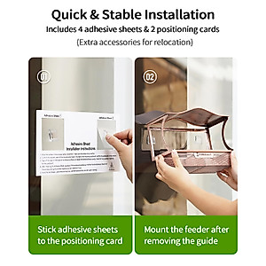 Window Bird Feeder, Desgully Metal Window Bird Feeder, Window Bird Feeders with Strong Suction Cups, Super Adhesive Sheet×4，Large Outdoor Bird Feeder, Bird Watching Gift (Curved)