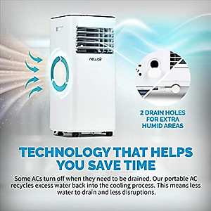 Newair Portable Air Conditioner | 10,000 BTU | White | Compact AC Design with Easy Setup Window Venting Kit, Self-Evaporative System, Quiet Operation, Dehumidifying Mode with Remote and Timer
