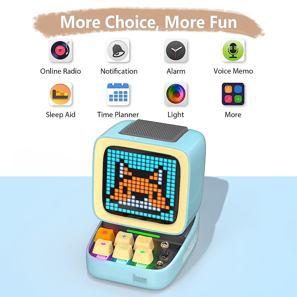 Divoom Ditoo Retro Pixel Art Game Bluetooth Speaker with 16X16 LED App Controlled Front Screen (Blue) …