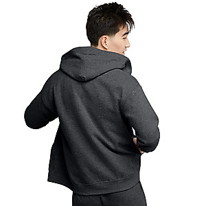 Hanes Men's Full-Zip Eco-Smart Hoodie, Charcoal Heather, Medium, OP180