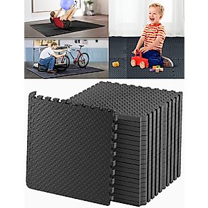 Kangler Puzzle Exercise Mat, 20 Tiles Foam Interlocking Exercise Mats - Floor Tiles for Gym Equipment and Cushion for Workouts