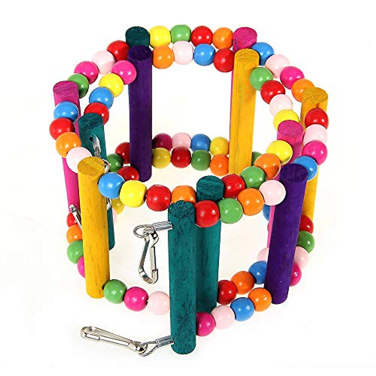 Bird Ladder Bridge, Parrot Toys Rainbow Swing Bridge Hammock Natural Raw Wood, Macaws Parakeets Lovebirds Chameleon Hamster for Training (32 Inch)