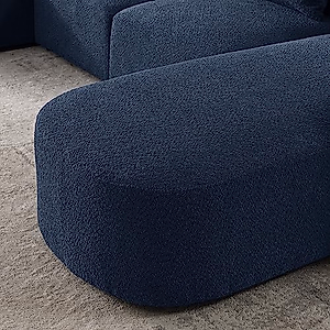Evedy Sectional, U Shape Single Seats and 2 Chaises, Modular Upholstered Sofas, DIY Combination, Loop Yarn Fabric, Deep Seater Cozy Couches for Living Room, Navy