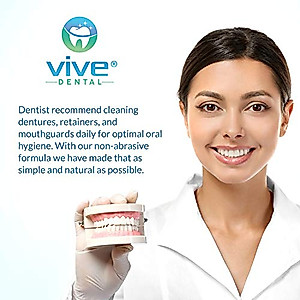 Vive Dental Retainer & Denture Tabs - Cleaner Tablets - for Mouthguard, Night Guard, Removable Partial or Full False Teeth - Overnight, Antibacterial Cleanse - Cleaning Removes Stains, Plaque, Odor