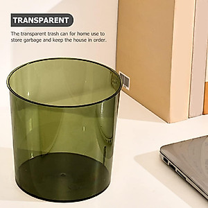 LIFKOME Trash Bin Trash Cans Plastic Wastebasket Small Trash Can Round Garbage Container Bin Party Beverage Chiller Bin for Bathroom Bedroom Office Clear Green Trash Bin Trash Cans