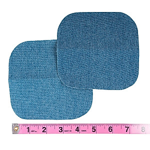SINGER 00064 Faded Blue Denim Iron On Patches, 5-Inch X 5-Inch, 2-Count,