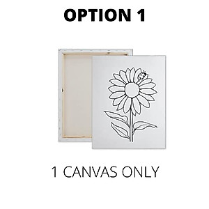 Essenburg Pre Drawn Canvas Paint Kit | Teen, Kids and Adult Sip and Paint Party Favor | DIY Date Night Couple Activity| Canvas Boards for painting| Birthday Party Gift Sunflower (S 8X10 CANVAS ONLY)