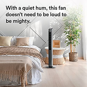 Everdure 45” Oscillating Tower Fan, Remote Controlled, 3 Speed Settings, Powerful and Targeted Airflow Control, Portable, Perfect Cooling Fan for Bedroom, Living Room, Home Office, Graphite