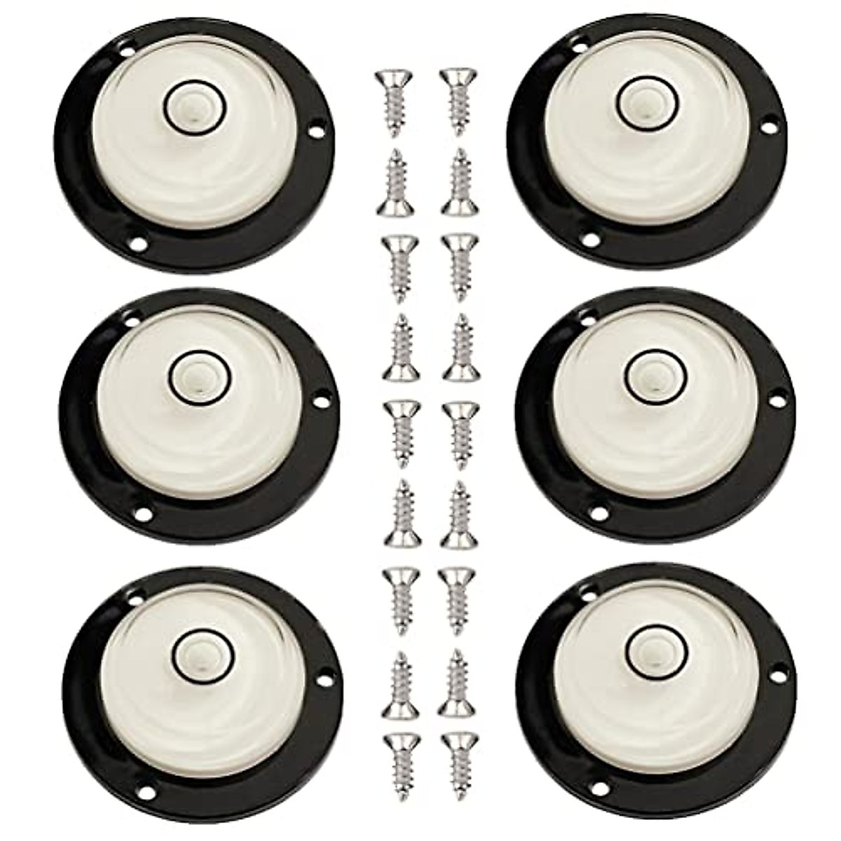 6Pcs Circular Bullseye Bubble Level with Screws Mounted Domed Multi-Directional Round Bubble Spirit Levels Precision Measuring Tools