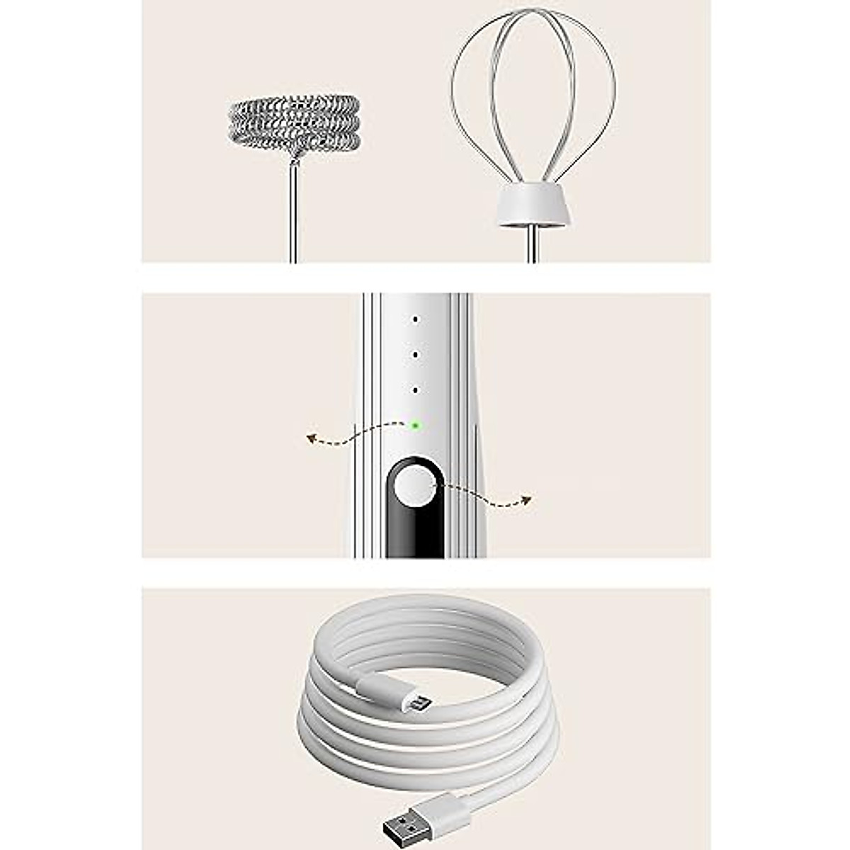 Yuehuam Handheld Milk Frother USB Rechargeable Electric Whisk Coffee Frother Mixer with 3 Whisks 3 Speeds Adjustable Drink Mixer Foam Maker Blender for Latte Cappuccino Hot Chocolate