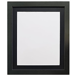 FRAMES BY POST Q7 Picture Photo and Poster Frame, Black Ash with Black Mount, 50 x 40 cm Image Size A3, Plastic Glass