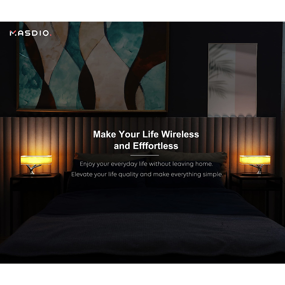 Masdio Bedside Lamp Light of Tree Pro Desk Lamp with 10W Fast Wireless Charger and Bluetooth Speaker, Touch Lamp for Bedroom
