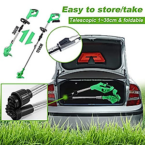 Cordless String Trimmer, 21V Electric Weed Eater Weed Wacker, with 2Pcs 2.0Ah Battery Powered, Lightweight Grass Cutter Machine Brush Cutter Edger Lawn Tool for Garden and Yard Care Pruning Trimming