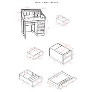 Small Roll Top Desk for Home Office Or Student Solid Oak Wood Single Pedestal 40.5Wx24Dx45H Harvest Stain Quality Crafted Construction Locking File Drawers Dovetailed Secretary Desk Easy Assembly