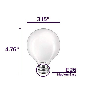 Philips LED Frosted Flicker-Free G25 Light Bulb, EyeComfort Technology, Non-Dimmable, 500 Lumen, Soft White Light (2700K), 5.5W=60W, E26 Base, 12-Pack