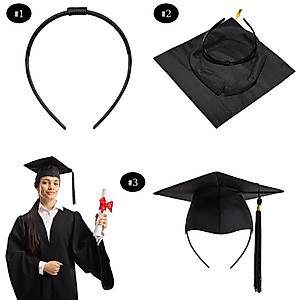 TIMMOKO Hairband - Secures Your Graduation Cap, 1 Count (Pack of 1), Adjustable Headband for Graduation, Unisex, Black