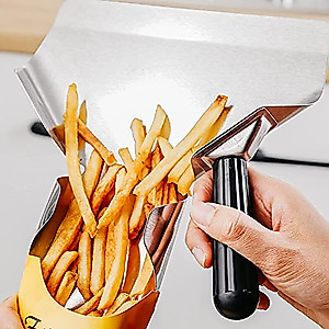 2 Pack Popcorn Scoop Stainless Steel French Fry Scooper Scoop Quick Fill Popcorn for Popcorn Machine, Speed Hand Scoop Commercial Fry Bagger Scooper for French Fries, Snacks, Ice, Dried Nuts