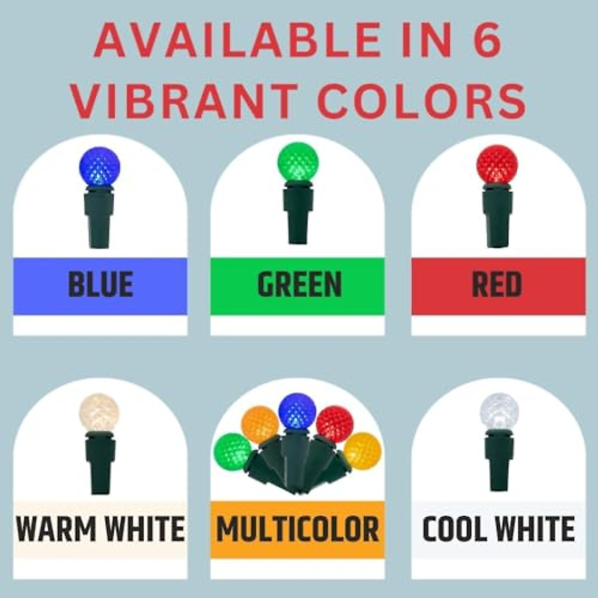 LED Christmas Tree Lights 60 Count, G12 Globe Indoor Outdoor String Lights, 20ft Green Wire Mini Ball, UL Certified (Red)