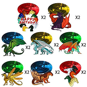 32Pcs Wings of Fire Party Supplie Hanging Swirls, Wings of Fire Birthday Decorations Whirls Glitter Foil Ceiling Swirls, Dragon Birthday Party Supplies Foil Hanging for Dragon Party Decorations