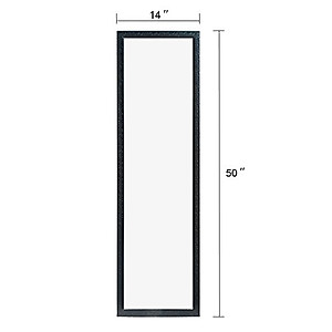 KUIKUI Explosion-Proof Full Length Mirror, Wall Mounted Door Mirror for Dorm Room Decor, Rectangular Float Framed, 50x 14, Black