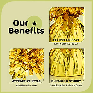 Srenta Gold Balloon Weights, Heavy Balloon Weight Pack of 12 Metallic Foil Weights for Balloons, Birthday Party & Wedding Table Centerpiece Ballon Weight, 4.8’’ DIY Ballon Weights for Helium Balloons