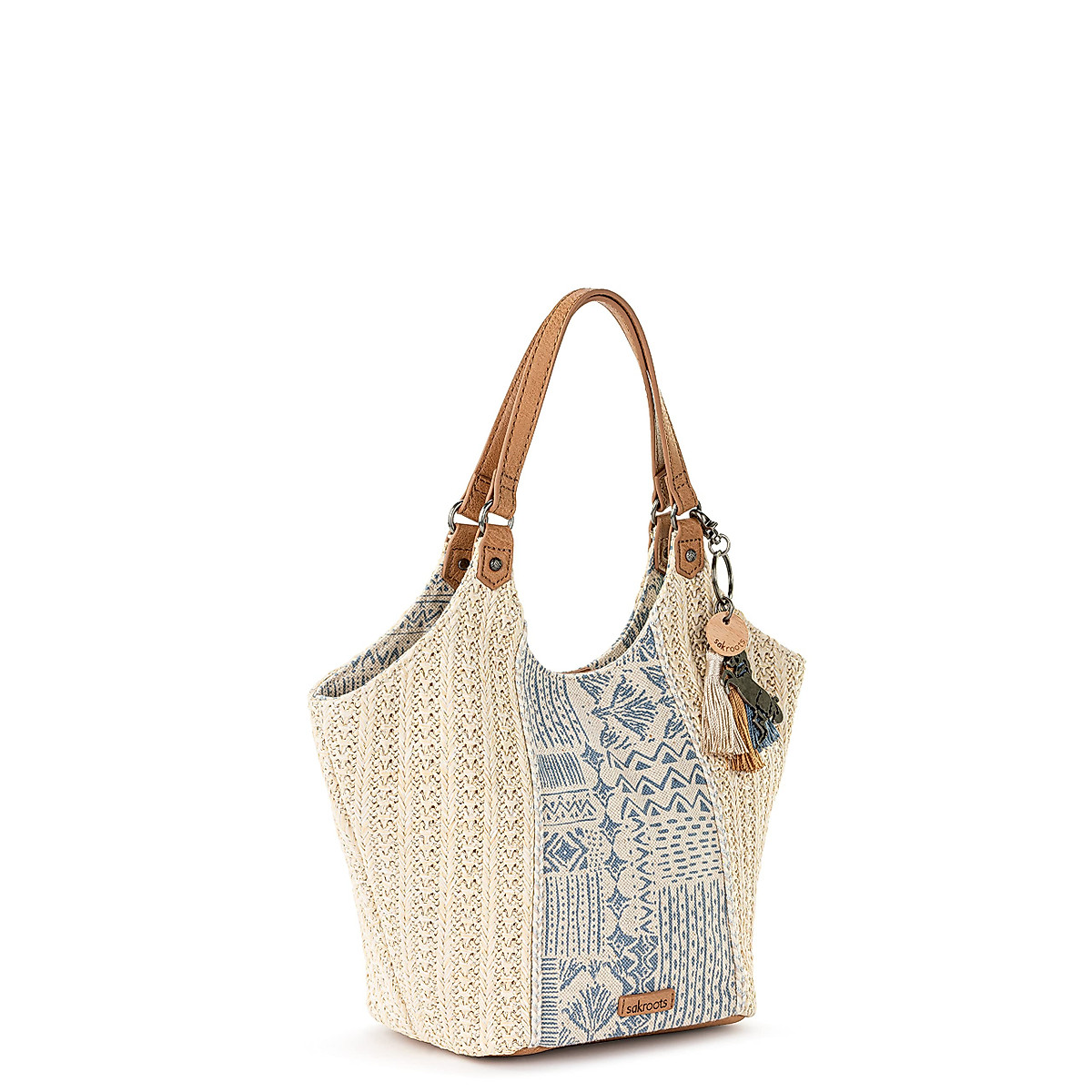 Sakroots Roma Straw Small Shopper, Lake Tribal Beauti
