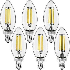 Great Eagle Lighting Corporation Candelabra B11 LED Light Bulbs 60W Equivalent 500 Lumens, Dimmable, Filament E12 Candle 3000k (Soft White), UL Listed, (6 Pack)