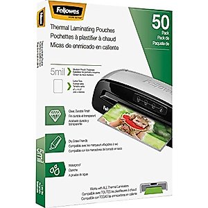 Fellowes Thermal Laminating Pouches - Letter, 5mil, 50 Pack