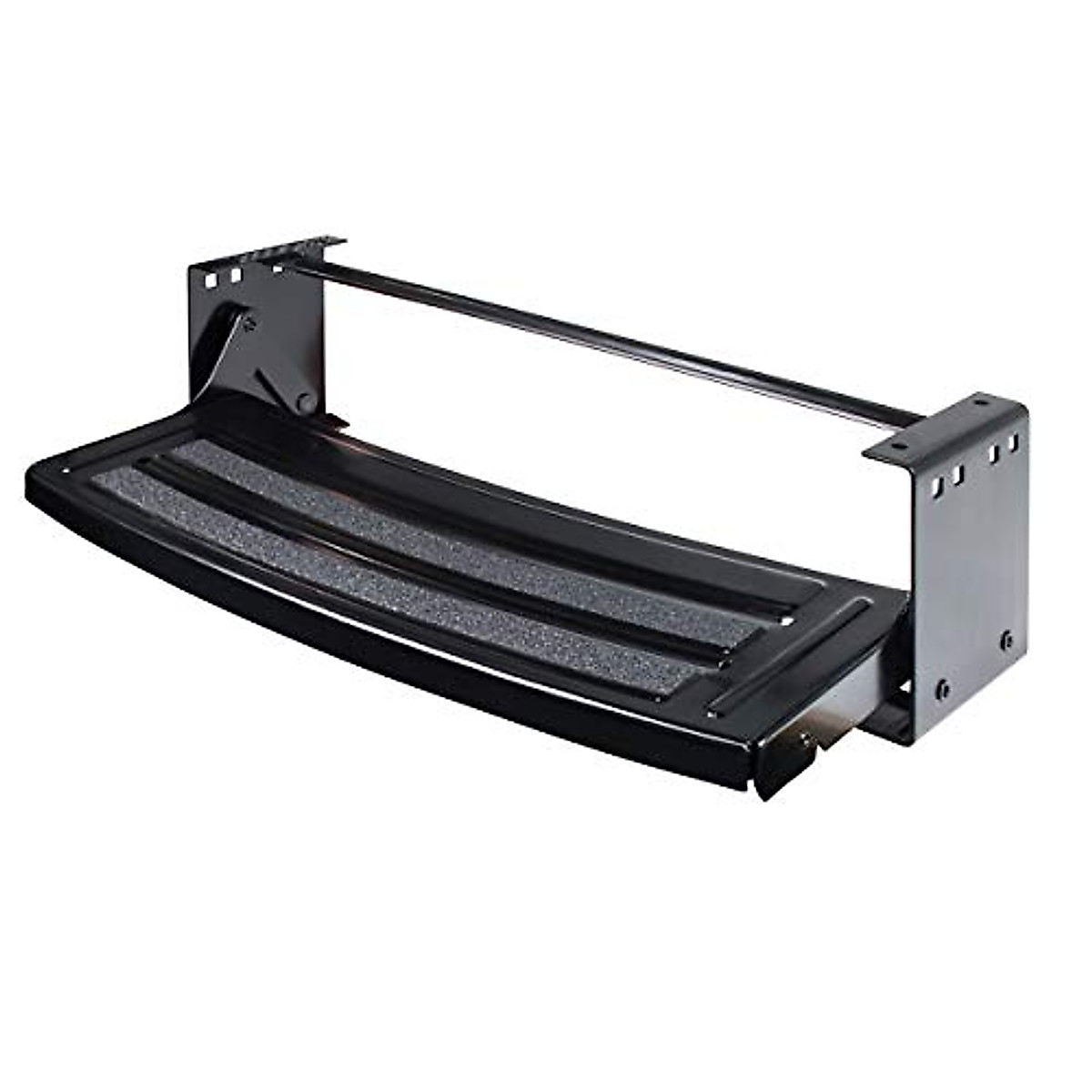 Lippert Radius 24" Single Manual RV Step Assembly, 300 lbs. Anti-Slip Steps, Compact One-Hand Expand or Collapse, Black Powder Coat, Travel Trailers, 5th Wheels, Campers - 432678