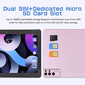 Vikye 10.1 Inch Tablet withEarphones,12 5G WiFi 4GB RAM 64GB ROM 1920x1200 Full HD Incell Touchscreen, Dual 8MP 13MP Cameras, USB Type C Port (US Plug)