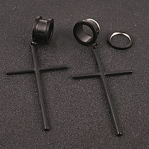 Vankula 2PCS Cross Hypoallergenic Stainless Steel Plugs Ear Gauges Weights Tunnels Piercing Expander Stretchers Fashion Body Jewelry