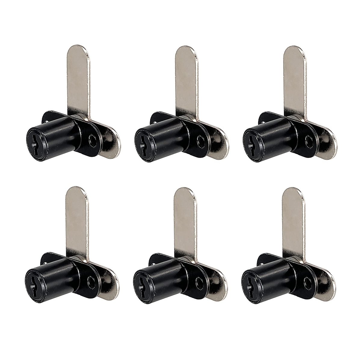 Xnrtop Cam Locks Cabinet Locks Keyed Alike， Cylinder Length Fits on 0.4'', Secure File Drawer Mailbox RV Storage Tool Box Replacement Lock Set, Zinc Alloy(5/8 Inch 6Pcs) (Black, 19mm)