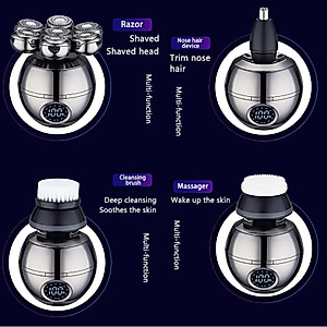 Head Shavers for Bald Men, 5 In 1 Shaver Electric Shaver Men Grooming Kit Wet Dry Beard Hair Trimmer Electric Razor Rechargeable Bald Head Shaving Machine LCD Display