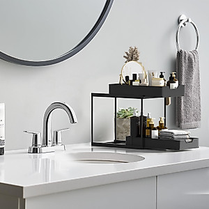 Kitchen Organizers and Storage 2 Pack Adjustable Height Under Sink Organizers and Storage with Removable Basket 2 Tier Bathroom Cabinet Organizer Pull Out Laundry Room Organization for Pantry