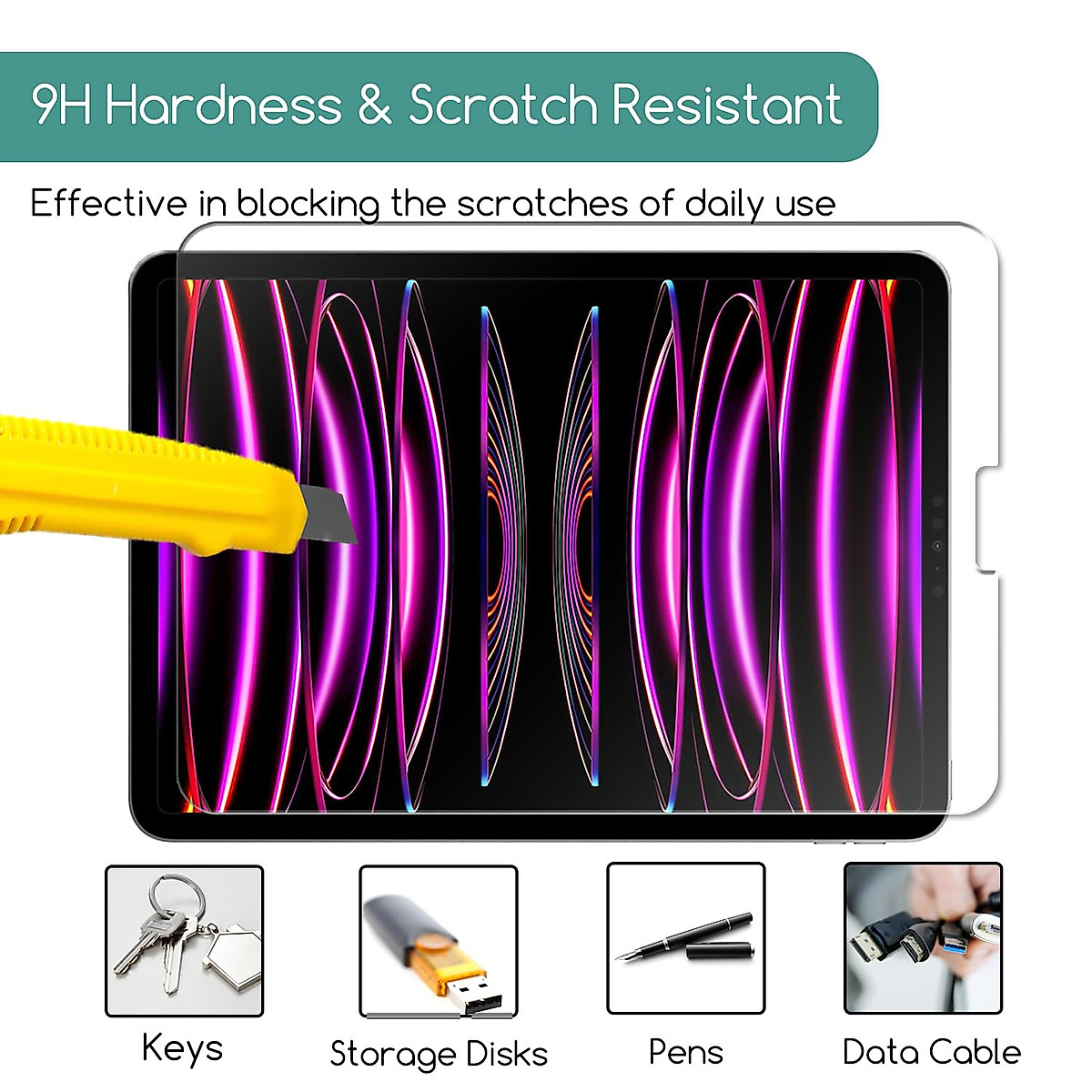 KEANBOLL 2 Pack Designed for iPad Pro 12.9 Inch Tempered Glass Screen Protector, (2022-2018, 6th/5th/4th/3rd Generation) Ultra Clear 9H Hardness and Apple Pencil Compatible