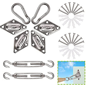 HongWay 40pcs Sun Shade Sail Hardware Kit, 6 Inch for Triangle Rectangle Sunshade Sail Installation, 304 Anti-Rust Stainless Steel, Triangle Shade Sails Accessory for Garden Outdoors, Patio Lawn