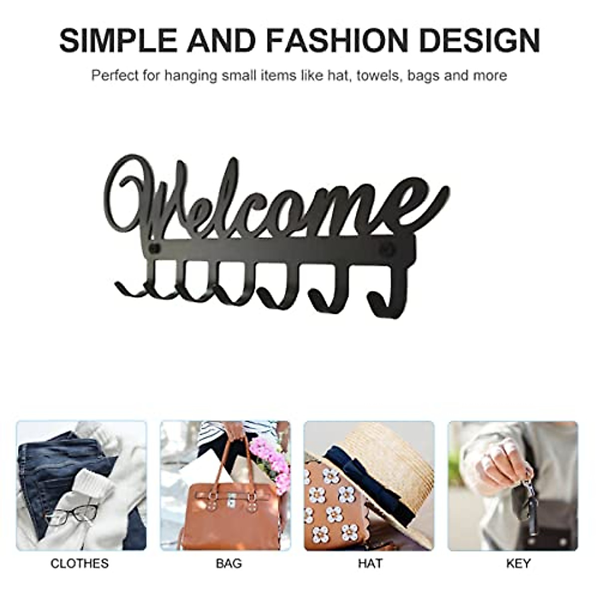 Alipis 2pcs Coats Hanger Bedroom Robe Xcm Hallway Bathroom Back Front Hat Signs Hooks Home Black Towel Decor Metal Living Rack Wall Welcome Scarf Iron Organizer Store for Room Holder