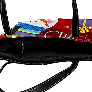 Women's Large Size Canvas Shoulder Bag Hobo Crossbody Handbag Casual Tote, Cartoon Snowman Merry Christmas
